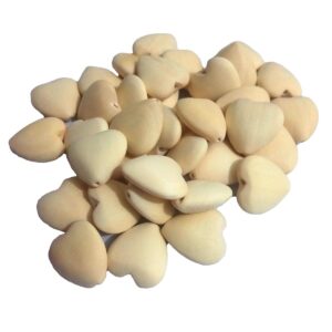 50pcs Natural 25mm Unfinished Wood Hearts Beads with Holes Eco-Friendly Wooden Handing Materials DIY Beading Craft Accessories (Heart Beads 50pcs)