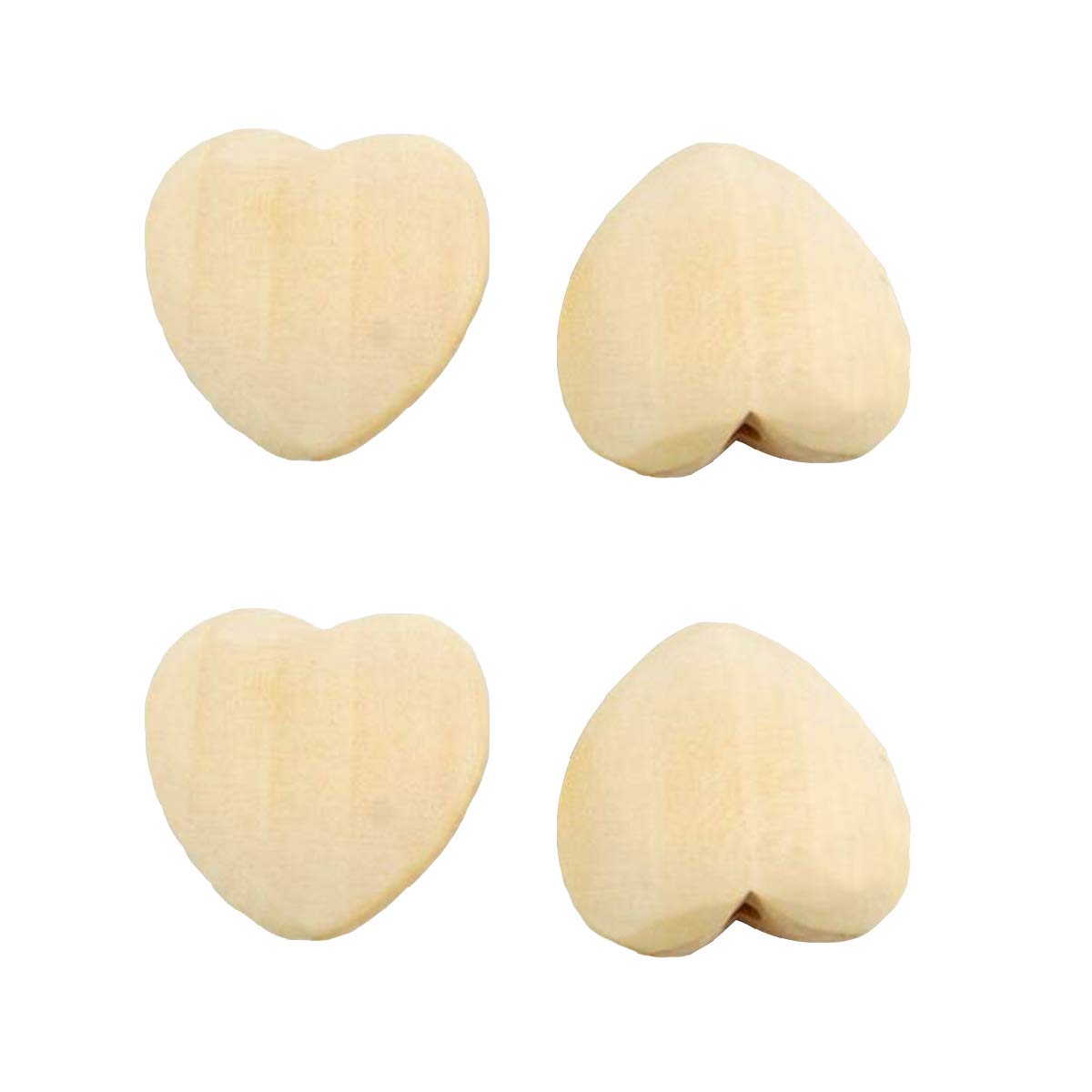 20pcs Natural 20mm Unfinished Wood Hearts Beads with Holes Eco-Friendly Wooden Handing Materials DIY Beading Craft Accessories (Heart Beads 20pcs)