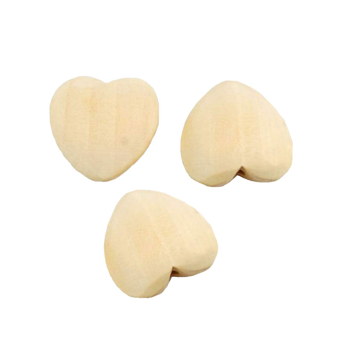 20pcs Natural 20mm Unfinished Wood Hearts Beads with Holes Eco-Friendly Wooden Handing Materials DIY Beading Craft Accessories (Heart Beads 20pcs)