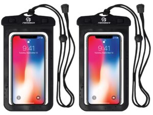 freegrace premium waterproof pouch set with neck strap - best way to keep your phone and valuables dry and safe - perfect for boating swimming snorkeling kayaking beach water parks(phone case 2 pack)