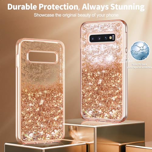 Coolden Case for Galaxy S10 Plus Cases Protective Glitter Case for Women Girls Cute Bling Sparkle Quicksand Heavy Duty Cover Hard Shell Shockproof TPU Case for Samsung Galaxy S10 Plus, Rose Gold