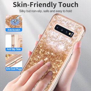 Coolden Case for Galaxy S10 Plus Cases Protective Glitter Case for Women Girls Cute Bling Sparkle Quicksand Heavy Duty Cover Hard Shell Shockproof TPU Case for Samsung Galaxy S10 Plus, Rose Gold