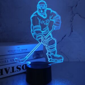 fullosun 3d night lights ice hockey athlete 3d illusion bedside lamp 16 colors changing with remote control best birthday gifts for men women