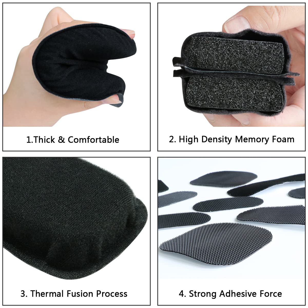 AOUTACC Universal Airsoft Helmet Pads, Helmet Replacement Foam Padding Kits Set Accessories Mats for Fast/Mich/ACH/USMC/PASGT Helmet (EVA Foam, Black)