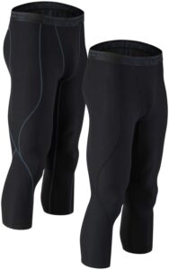 devops 2 pack men's 3/4 compression pants athletic leggings (x-large, black/black)