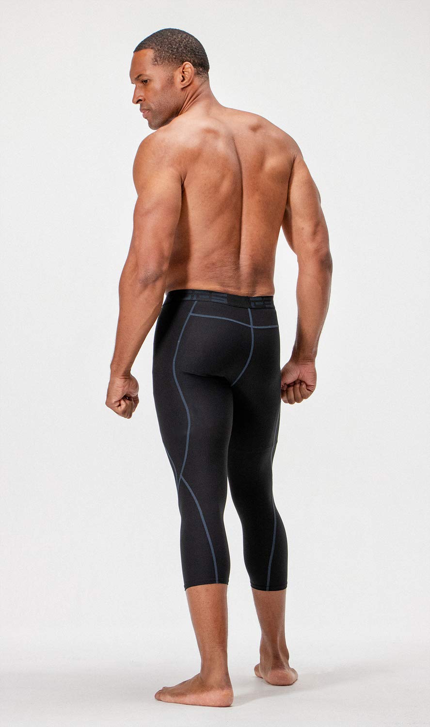 DEVOPS 2 Pack Men's 3/4 Compression Pants Athletic Leggings (X-Large, Black/Black)