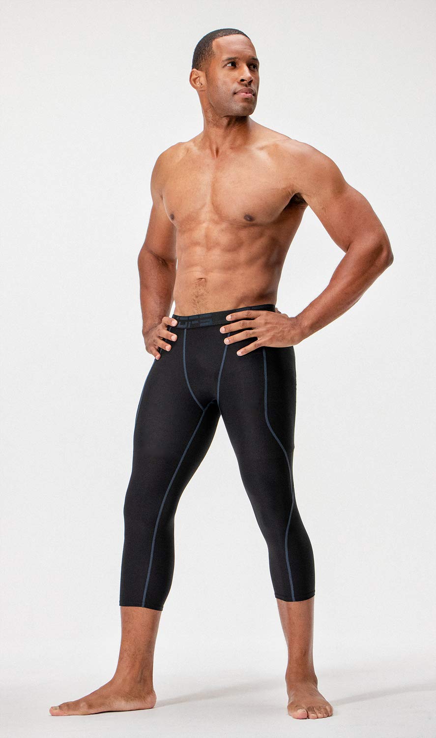 DEVOPS 2 Pack Men's 3/4 Compression Pants Athletic Leggings (X-Large, Black/Black)