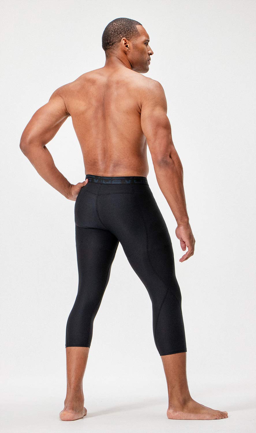 DEVOPS 2 Pack Men's 3/4 Compression Pants Athletic Leggings (X-Large, Black/Black)