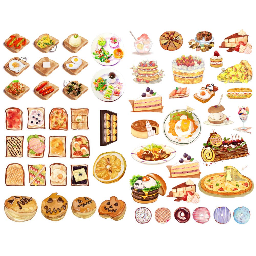 Seasonstorm Bread Cake Pizza Food Precut Anti-UV Waterproof Decoration Notebook Planner Stickers Scrapbooking Diary Sticky Paper Flakes (PK014)