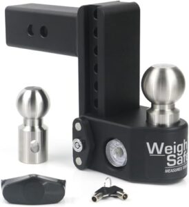 weigh safe adjustable trailer hitch ball mount - 6" adjustable drop hitch for 2.5" receiver - premium heavy duty steel trailer tow hitch with built in weight scale for anti sway - 22,000 gtw