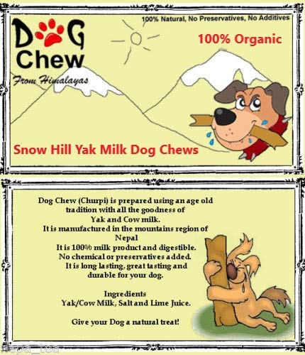 Snow Hill Natural Himalayan Yak Milk Dry Cheese Dog Chews Long Lasting Odor Stain Gluten GMO Free Protein-Rich Treat Improved Oral Health - Yaky Cheese of Himalayas (Large 5 PCS)