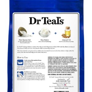 Dr. Teal's Epsom Salt Shea Butter Almond Oil Bath Soaking Solution with Essential Oils - Pack of 2, 3 lb Resealable Bags - Soften and Moisturize Your Skin, Relieve Stress and Sore Muscles