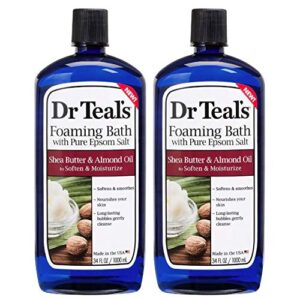 dr. teals shea butter & almond oil foaming bath gift set (2 pack, 34oz ea.) - soften & moisturize skin & clear the mind