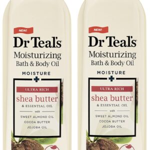 Dr. Teal's Moisturizing Bath & Body Oil 2-Pack (17.6 Fl Oz Total) Moisture + Ultra Rich Shea Butter & Essential Oil. Treat Your Skin, Your Senses, and Your Stress.