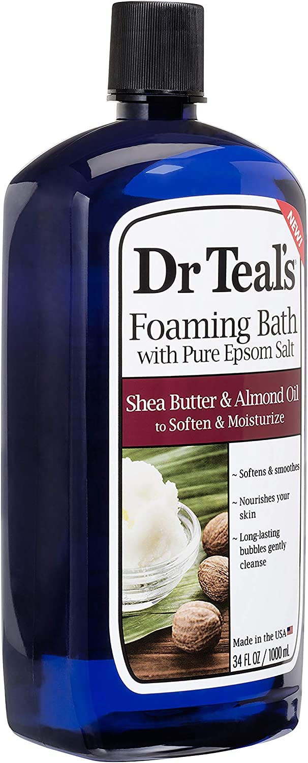 Dr. Teal's Shea Butter & Almond Oil Pure Epsom Salt Foaming Bath Gift Set (3 Pack, 34 oz ea.) - Long Lasting Bubbles Soften & Moisturize Dry Skin - Transform Any Bath into a Relaxing at Home Spa