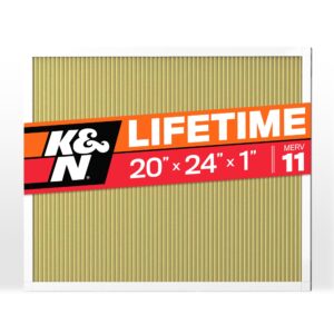 k&n 20x24x1 hvac furnace air filter, lasts a lifetime, washable, merv 11, the last hvac filter you will ever buy, breathe safely at home or in the office , hvc-12024,1 count (pack of 1)