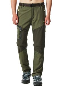 men's water-repellent quick dry convertible pants army green asian 2xl