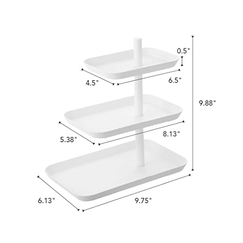 Yamazaki Home 3-Tier Serving Stand - Appetizer Tray Organizer for Party or Kitchen Steel One Size White