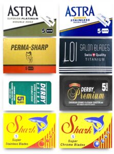 astra-derby-shark-permasharp double edge razor blades sampler (40 blades, 8 different brands)