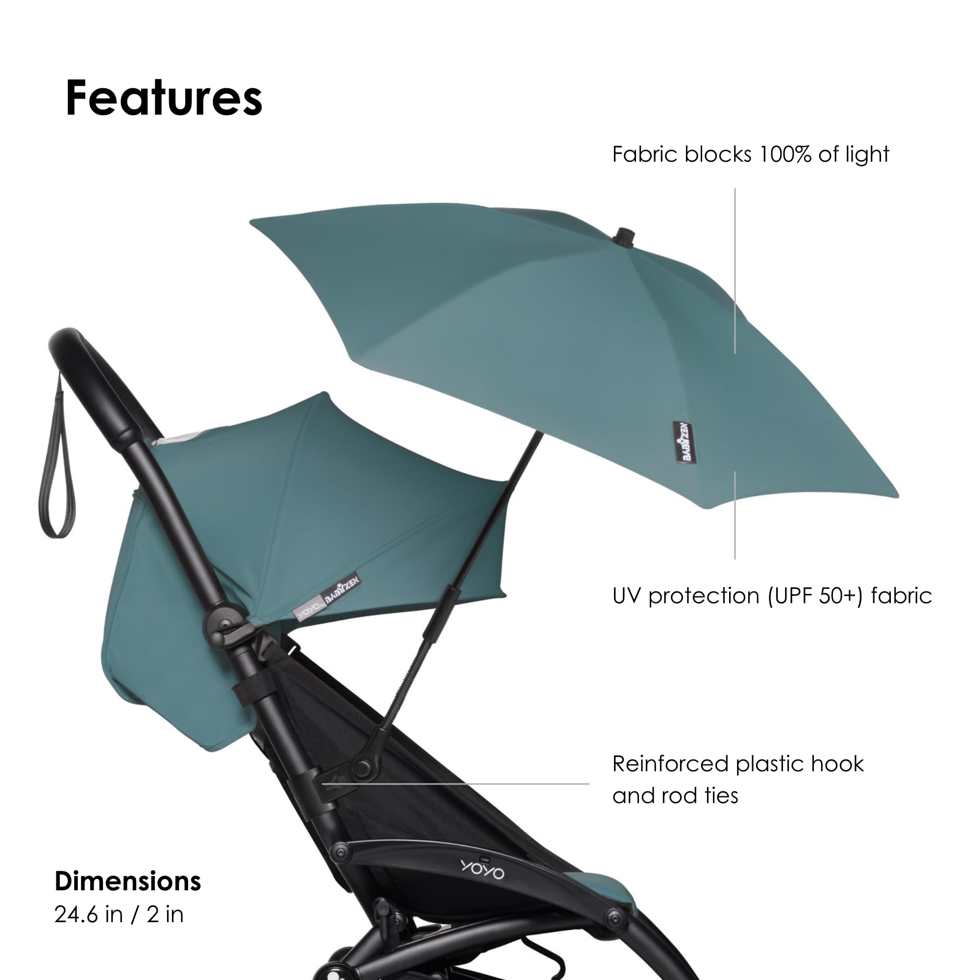 BABYZEN YOYO Parasol, Ginger - UPF 50+ Protection - Compatible with The 0+ Newborn Pack, Bassinet, Car Seat & 6+ Color Pack