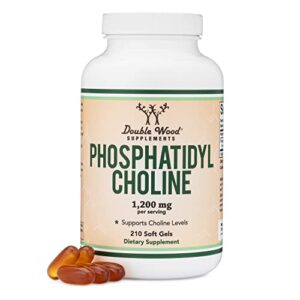 phosphatidylcholine 1,200mg – 210 softgels – enhanced version of sunflower and soy lecithin (choline supplements) - non-gmo and gluten free to support brain health by double wood