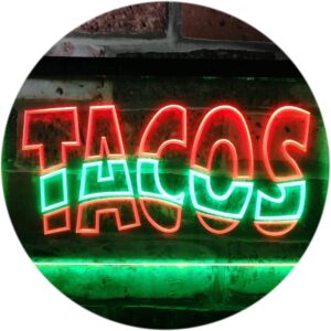 advpro mexican tacos restaurant bar dual color led neon sign green & red 16" x 12" st6s43-i0093-gr