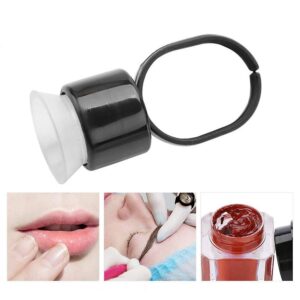 Ink Ring Cups - 50Pcs Pigment Rings Microblading Pigment Glue Rings with Sponge Ink Cups Caps Permanent Makeup Tattoo Eyelash Eyebrow Extensions Medium Holder for Microblading Supplies