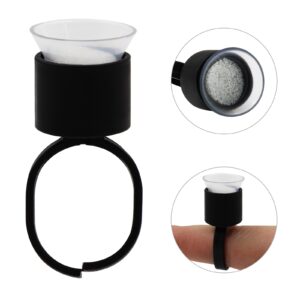 Ink Ring Cups - 50Pcs Pigment Rings Microblading Pigment Glue Rings with Sponge Ink Cups Caps Permanent Makeup Tattoo Eyelash Eyebrow Extensions Medium Holder for Microblading Supplies