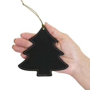 LaserGram Faux Leather Christmas Ornament, Hockey Goalie, Personalized Engraving Included (Black with Gold, Tree)