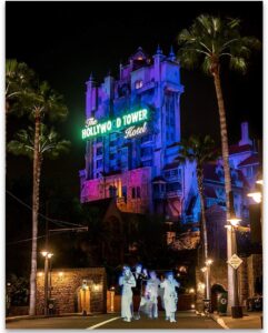 tower of terror with ghosts - 11x14 unframed a print - great children's room decor and gift for disney fans under $15