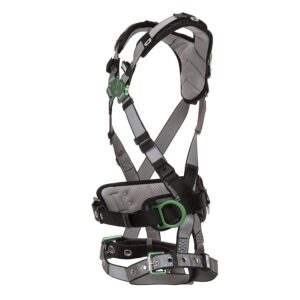 msa 10195134 v-fit construction safety harness - size: standard (medium), d-ring configuration: back/hip, quick connect leg straps, with shoulder/lumbar padding, full body harness