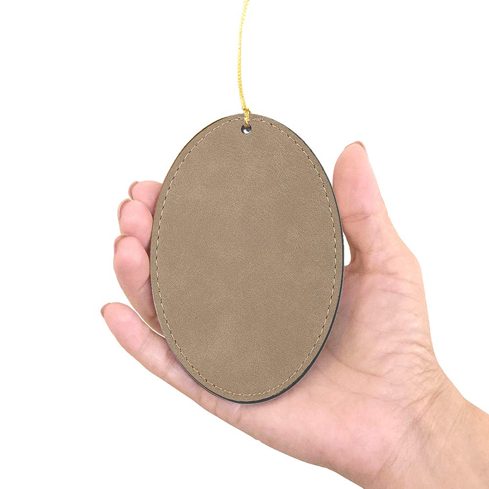 LaserGram Faux Leather Christmas Ornament, High Wing Airplane, Personalized Engraving Included (Light Brown, Oval)