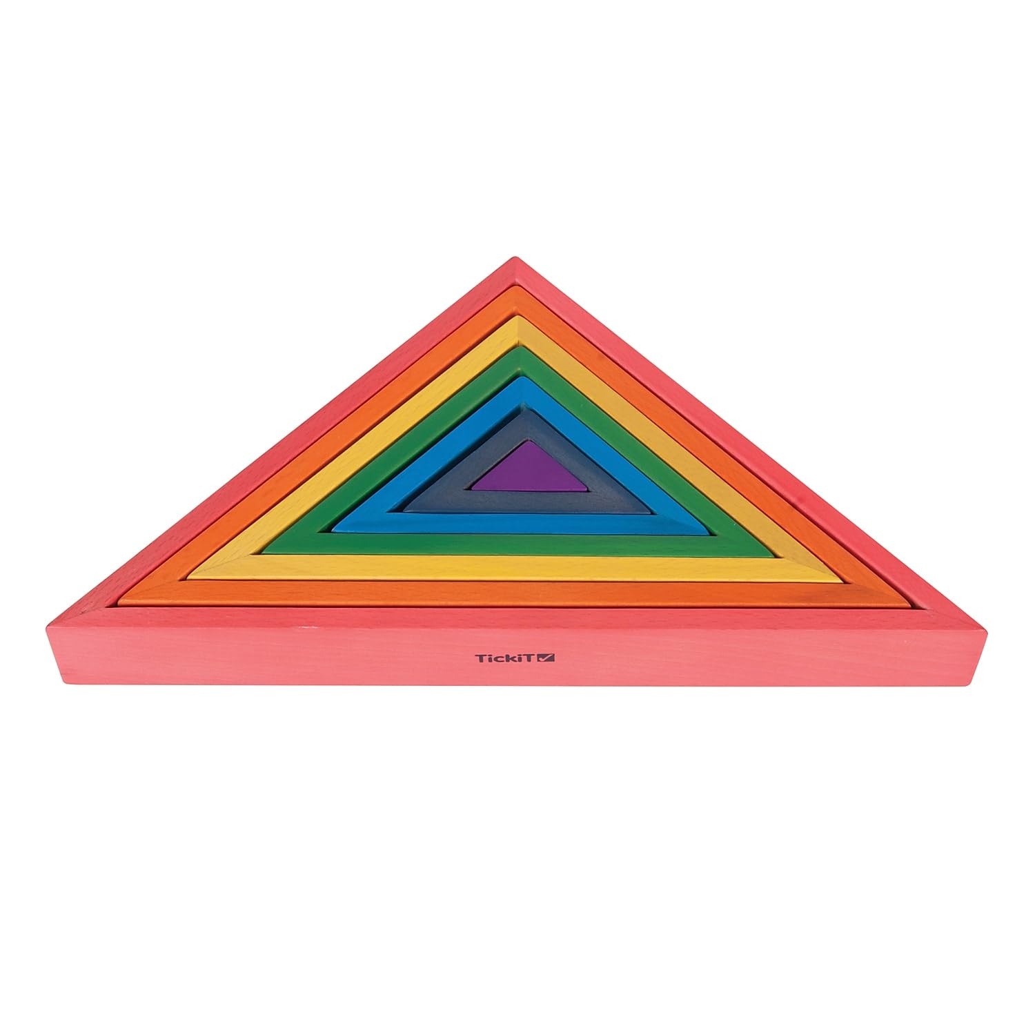 TickiT - 73418 Wooden Rainbow Architect Triangles - Nesting Puzzle - Stacking Blocks for Ages 12M+