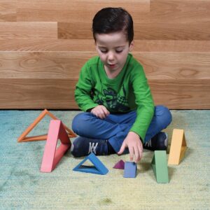 TickiT - 73418 Wooden Rainbow Architect Triangles - Nesting Puzzle - Stacking Blocks for Ages 12M+