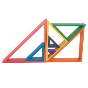 TickiT - 73418 Wooden Rainbow Architect Triangles - Nesting Puzzle - Stacking Blocks for Ages 12M+