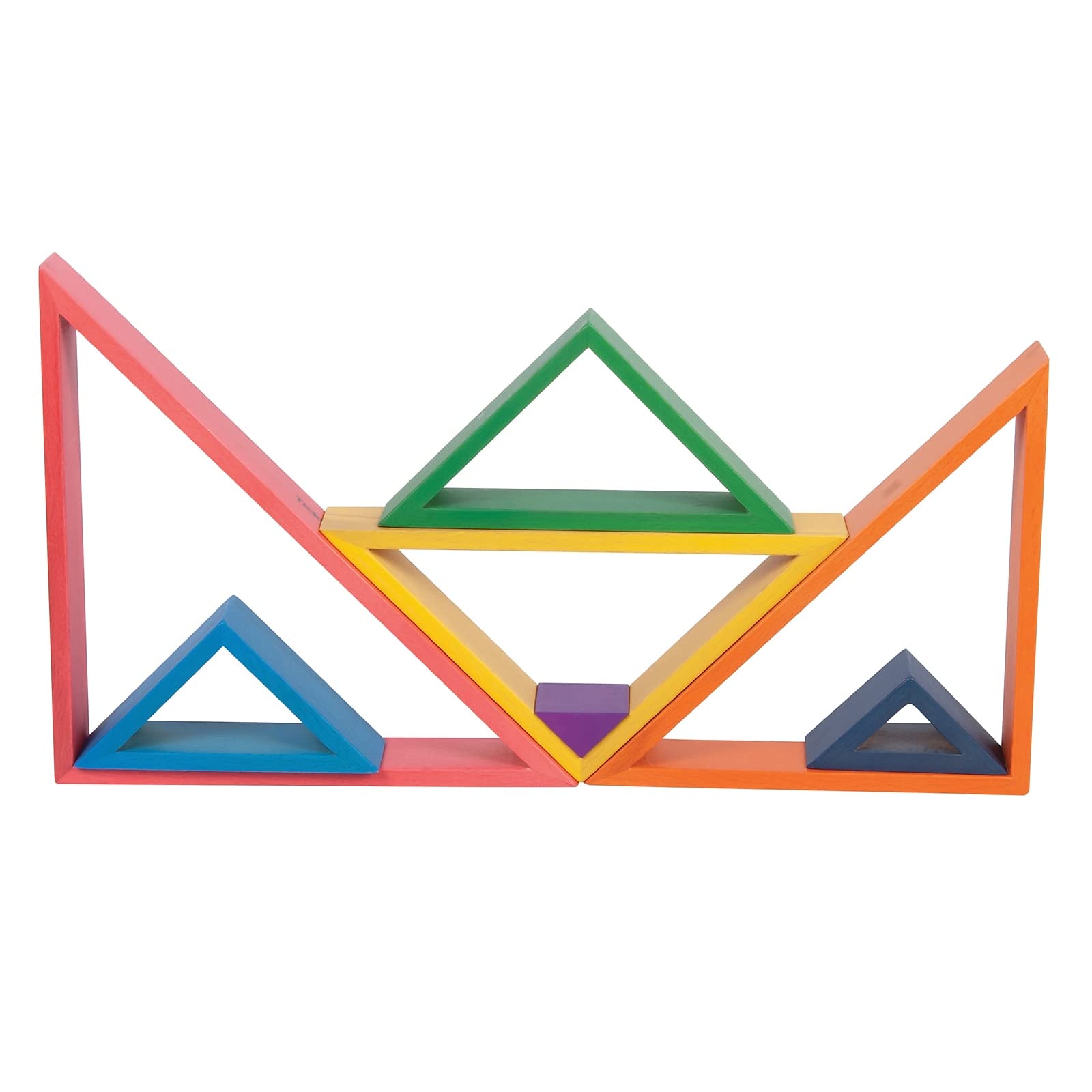 TickiT - 73418 Wooden Rainbow Architect Triangles - Nesting Puzzle - Stacking Blocks for Ages 12M+