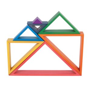 TickiT - 73418 Wooden Rainbow Architect Triangles - Nesting Puzzle - Stacking Blocks for Ages 12M+