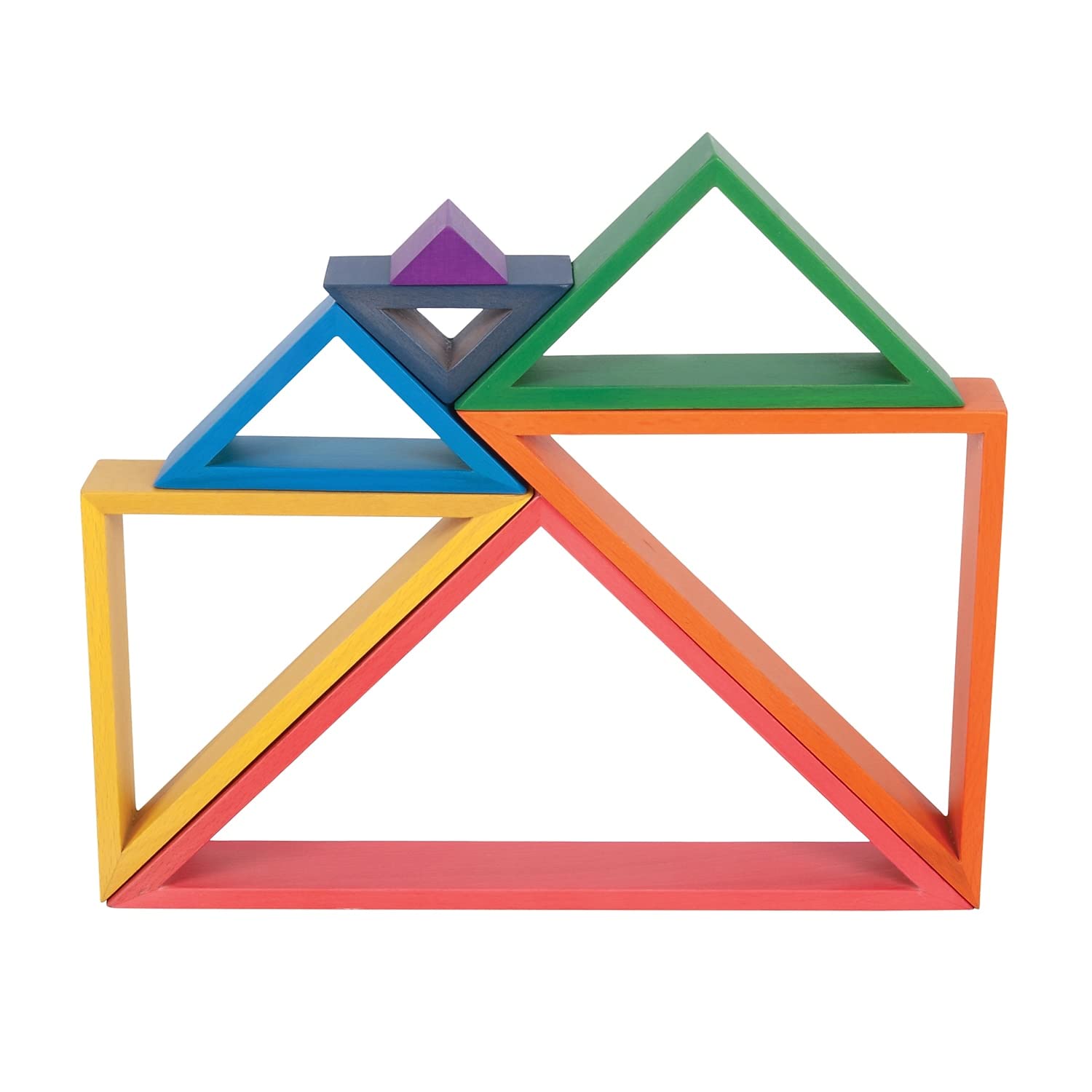 TickiT - 73418 Wooden Rainbow Architect Triangles - Nesting Puzzle - Stacking Blocks for Ages 12M+