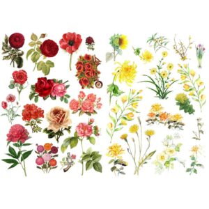 seasonstorm seasonstorm red rose chrysanthemum precut decoration album planner stickers scrapbooking diary sticky paper flakes (pk097)