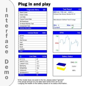 JUTA JT600 Car OBD2 Scanner Code Reader, Graphing Battery Test, Check Engine Diagnostic Scan Tool for All OBDII Vehicle After 1996