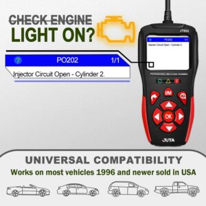 JUTA JT600 Car OBD2 Scanner Code Reader, Graphing Battery Test, Check Engine Diagnostic Scan Tool for All OBDII Vehicle After 1996