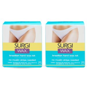 surgi brazilian microwave hard wax kit 4 oz, 2 pack