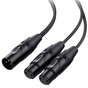 cable matters balanced xlr splitter cable - 1.5ft / 0.5m, male to 2 female xlr y cable (xlr splitter 1 male to 2 female)