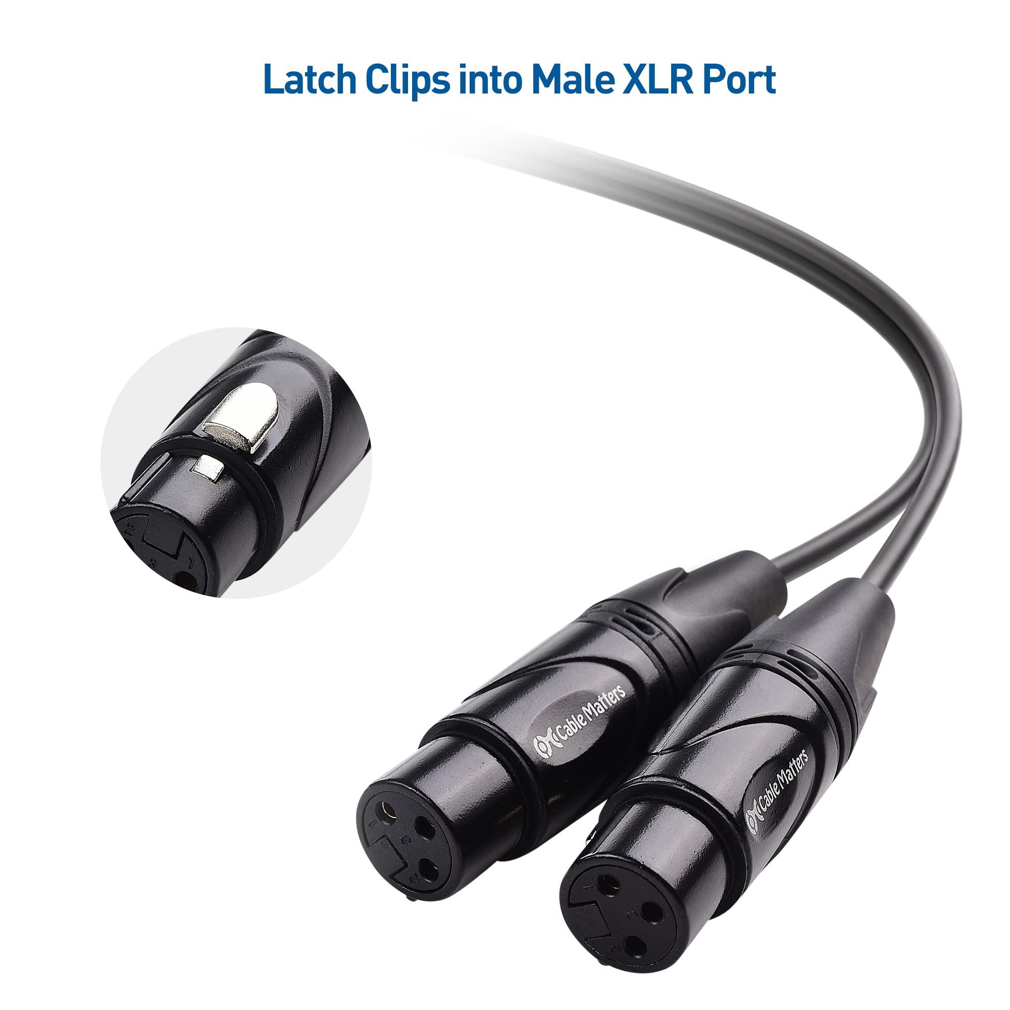 Cable Matters Balanced XLR Splitter Cable - 1.5ft / 0.5m, Male to 2 Female XLR Y Cable (XLR Splitter 1 Male to 2 Female)