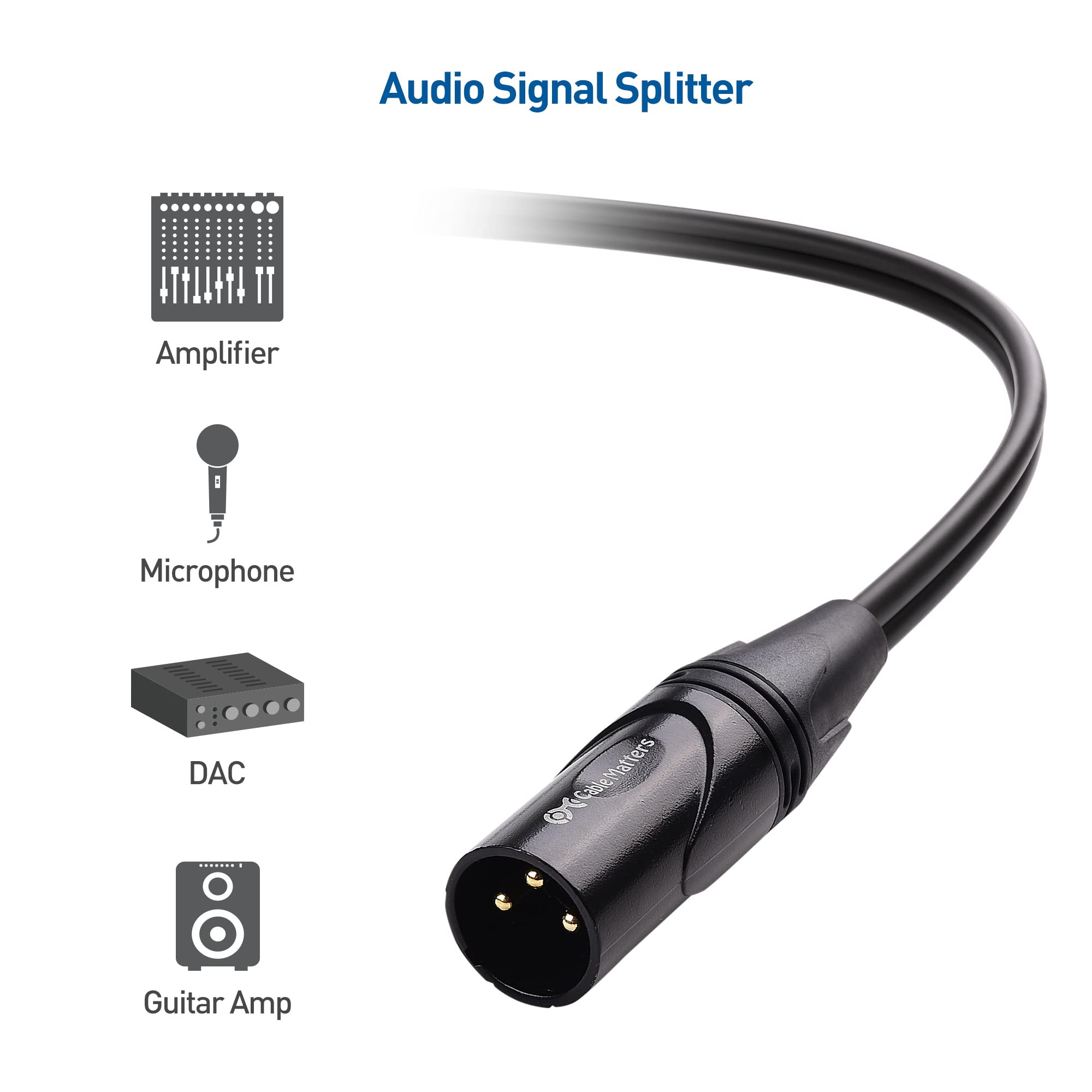 Cable Matters Balanced XLR Splitter Cable - 1.5ft / 0.5m, Male to 2 Female XLR Y Cable (XLR Splitter 1 Male to 2 Female)