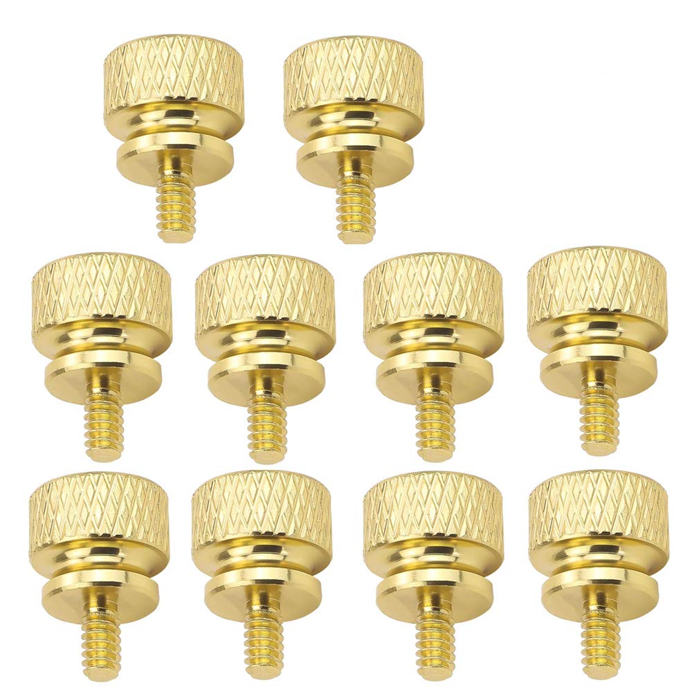 YATENG 10-pcs Anodized Aluminum Computer Case Thumbscrews (6-32 Thread) for Computer Cover/Power Supply/PCI Slots/Hard Drives DIY Personality Modification & beautification (Gold)