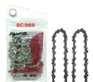 2pcs/pack reliable replacement sc-s56 16-inch semi chisel saw chain, pitch: 3/8", gauge: .050", drive link count: 56, compatible for echo, homelite, poulan, remington, greenworks and more