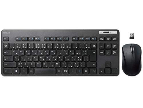 ELECOM Wireless Thin Keyboard/Standard Japanese Layout/Conformity with JIS Standard/Wireless Mouse/Durable/Black/TK-FDM109MBK