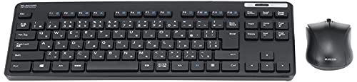 ELECOM Wireless Thin Keyboard/Standard Japanese Layout/Conformity with JIS Standard/Wireless Mouse/Durable/Black/TK-FDM109MBK