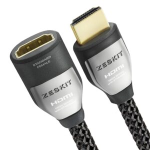 zeskit cinema plus 4k 6.5ft male to female high speed hdmi extension cable 22.28gbps compatible with 4k 60hz dolby vision hdr arc hdcp 2.2 roku fire tv stick xbox ps4 pro apple tv lg sony samsung